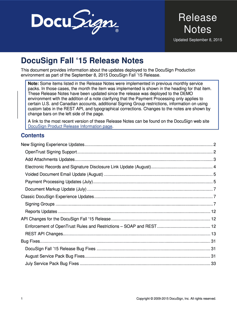 Fillable Online DocuSign Fall 15 Release Notes Production Fall 15 ...