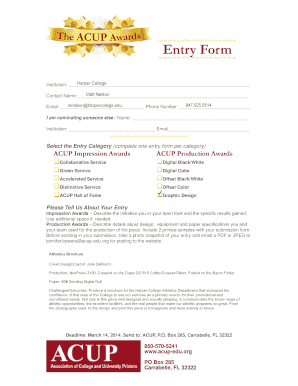 Fillable Online acup-edu The ACUP A w a r d s - acup-edu Fax Email ...