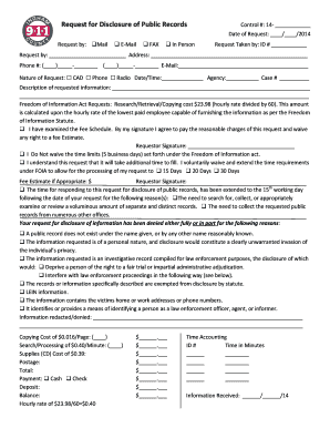 Fillable Online 911 ingham Request for Disclosure of Public Records Fax ...