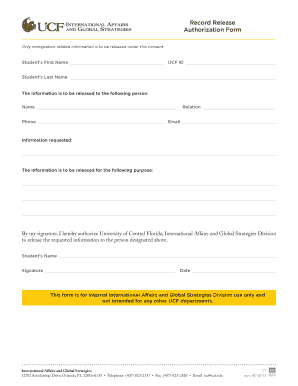 Fillable Online international ucf Record Release Form - UCF ...