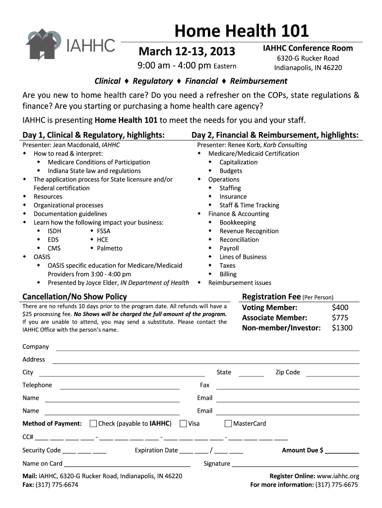 Fillable Online iahhc Home Health 101 - iahhc Fax Email Print - pdfFiller
