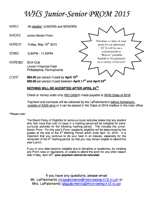 Fillable Online Prom Flyer and Forms Fax Email Print - pdfFiller