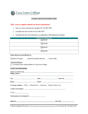 Fillable Online casalomacollege Alumni Donor Form PDF - Casa Loma ...