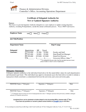 Fillable Online rit Certificate of Delegated Authority for New or Fax Email Print - pdfFiller