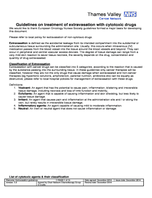 Fillable Online Guidelines on treatment of extravasation with cytotoxic ...