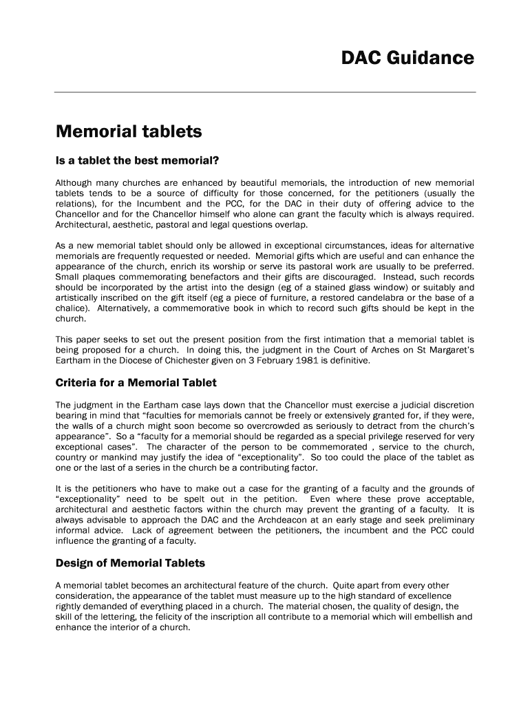 Fillable Online Memorial tablets Fax Email Print - pdfFiller