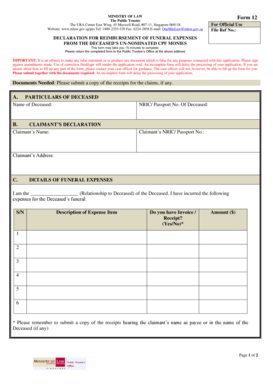 Fillable Online minlaw gov Declaration Form CPF monies for funeral ...