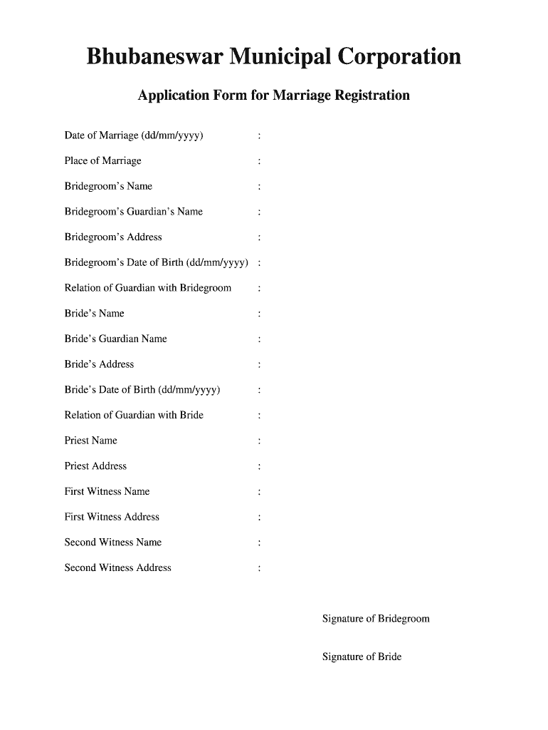 Fillable Online portal2 bmc gov Application Form for Marriage ...