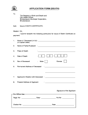 Fillable Online portal2 bmc gov APPLICATION FORM DEATH ...