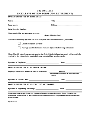 Fillable Online stlouis-mo Sick Leave Buy Back Program bFormb - City of ...