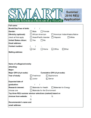 Fillable Online smartreu tulane Check all that apply - Tulane SMART Fax ...