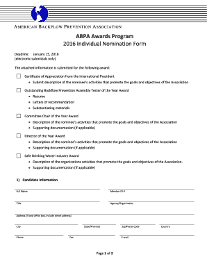 Fillable Online Awards Nomination Form - cymcdncom Fax Email Print - pdfFiller