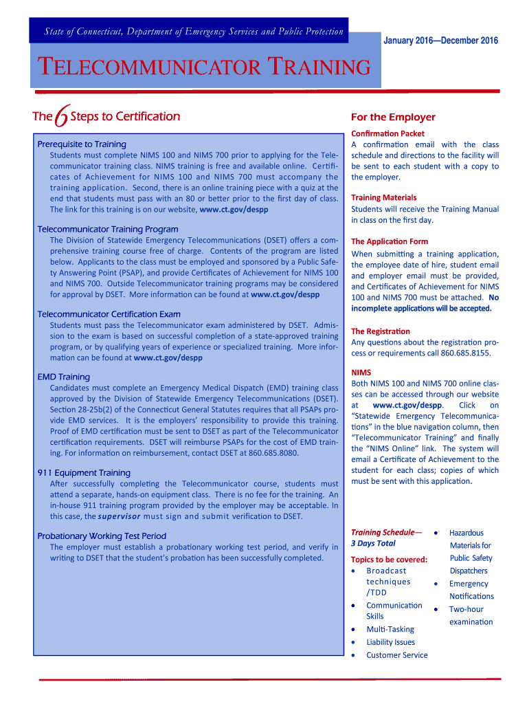Fillable Online State of Connecticut Department of Emergency Fax Email ...