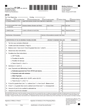 Fillable Online Print Georgia Form Clear Mailing Address: IT CR (Rev ...
