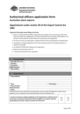 Fillable Online Authorised officers application form - Agriculture Fax ...