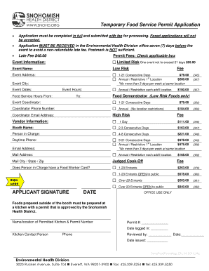 Fillable Online snohd Temporary Permit Application - Snohomish Health Fax Email Print - pdfFiller