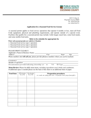 Fillable Online Application for a Seasonal Food Service License Refer ...