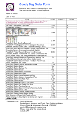 Fillable Online buckscountymuseum Goody Bag Order Form - Bucks County ...