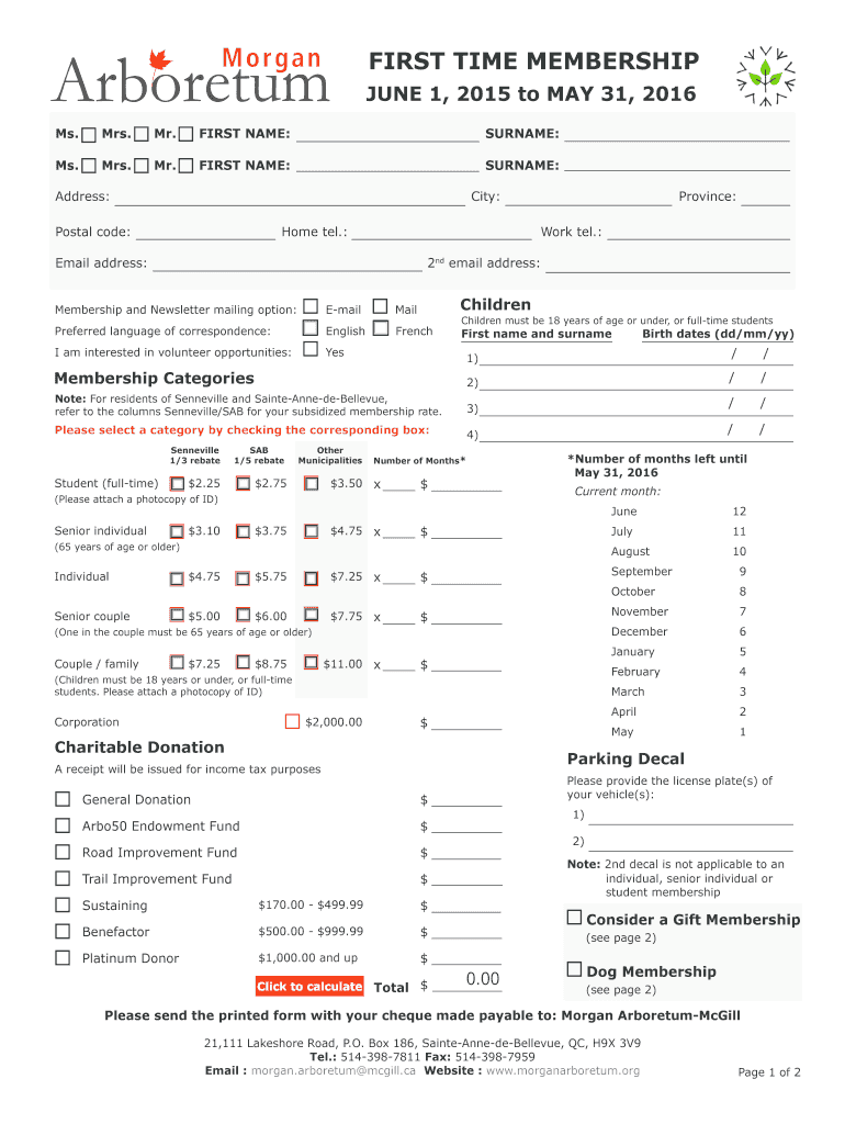 Fillable Online webpages mcgill FIRST TIME MEMBERSHIP - webpages mcgill Fax Email Print - pdfFiller