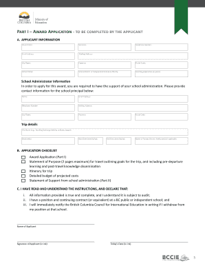 Fillable Online Teacher Exchange and Mobility Award bApplicationb - Province of bb Fax Email ...