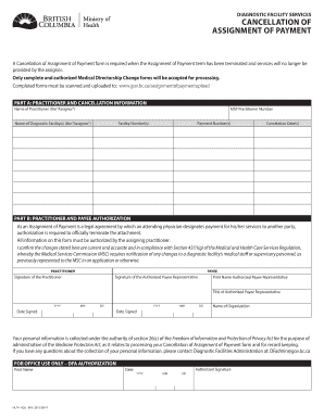 Fillable Online Cancellation of Assignment of Payment Cancellation of ...
