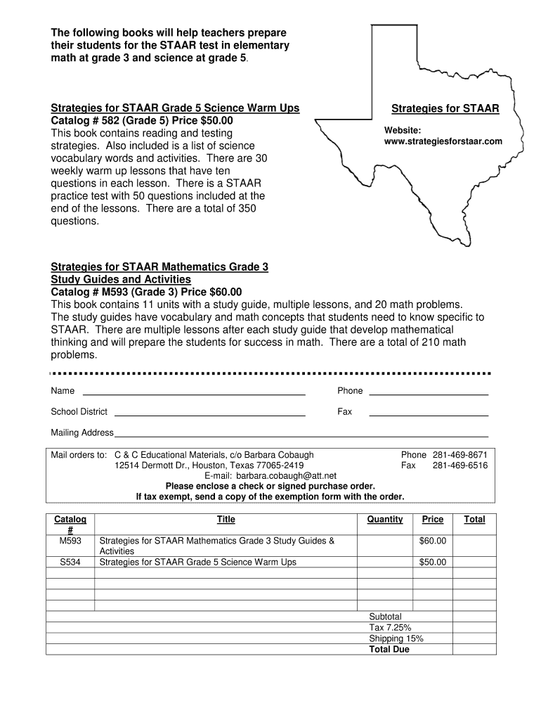 Fillable Online Order Form - Strategies for Staar Fax Email Print ...