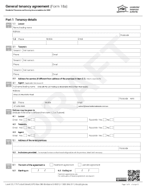 Fillable Online General tenancy agreement Form 18a - Beachside Fax Email Print - pdfFiller