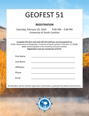 Fillable Online scgeo Registration Form - SC Geographic Alliance Fax ...