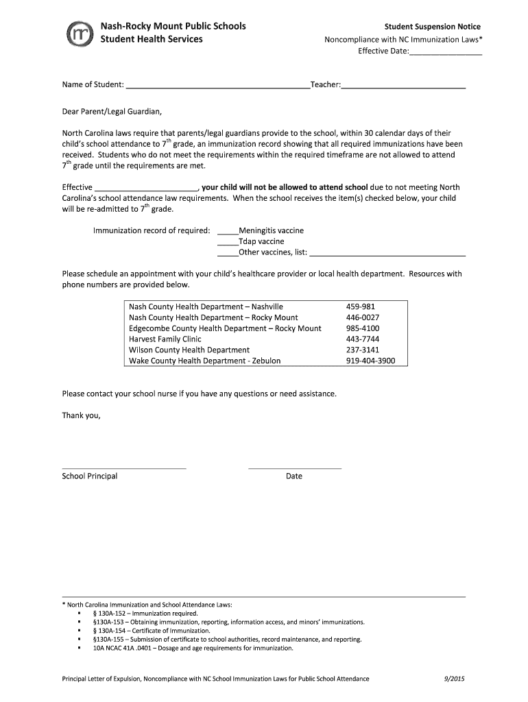 Fillable Online Student Suspension Notice Fax Email Print - pdfFiller