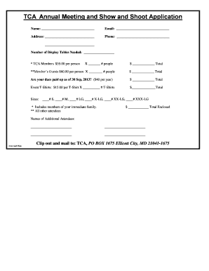 Fillable Online thetca TCA Annual Meeting and Show and Shoot ...