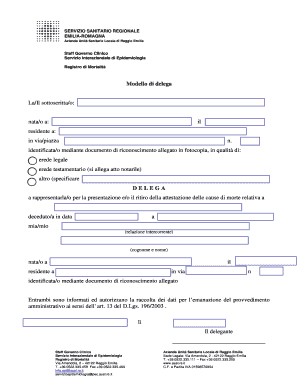 Compilabile Online ausl re Modulo di delega bformb - Azienda USL di Reggio Emilia Fax Email ...