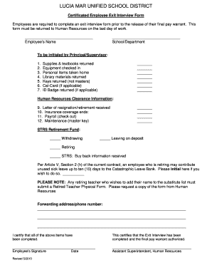 Fillable Online Exit Interview bFormb - Lucia Mar Unified School ...