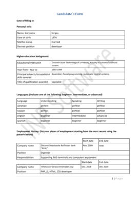 Fillable Online Candidates Form Fax Email Print - pdfFiller