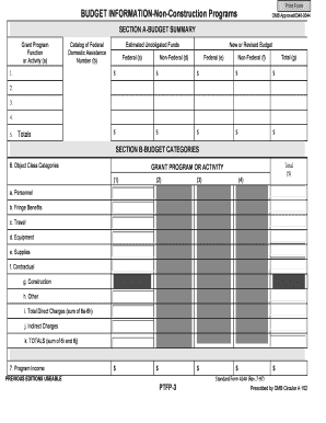 Fillable Online photos state BUDGET INFORMATION-Non-Construction ...