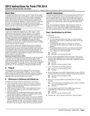 Fillable Online ftb ca 2015 Instructions for Form 3514 -- California ...