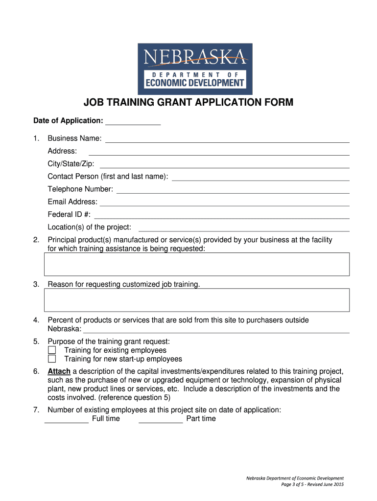 Fillable Online Job Training Grant Application Information Fax Email ...