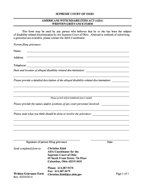 Fillable Online supremecourt ohio AMERICANS WITH DISABILITIES ACT ADA ...