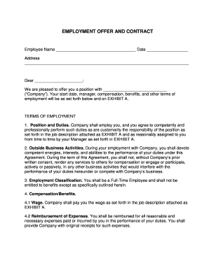 Fillable Online legalforms EMPLOYMENT OFFER AND CONTRACT - legal forms ...