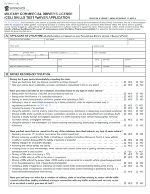 Fillable Online PennDOT - Military Commercial Drivers License CDL ...