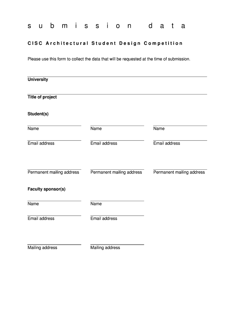 Fillable Online CISC Architectural Student Design Competition ...