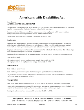 Fillable Online The Americans with Disabilities Act (ADA) of 1990 (P ...