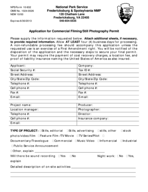 Fillable Online nps National Park Service Fredericksburg amp ...