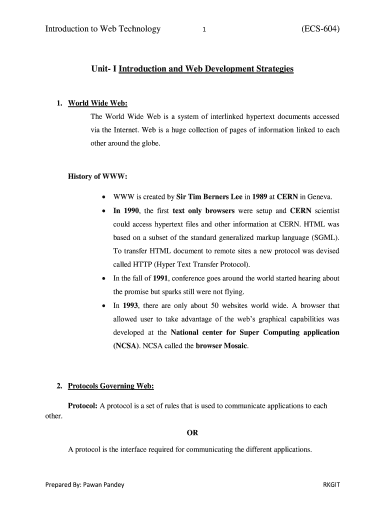 Fillable Online Introduction to Web Technology Fax Email Print - pdfFiller