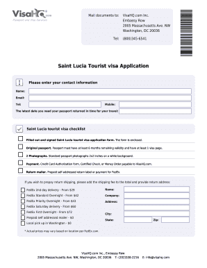 Fillable Online Saint Lucia Tourist visa Application Fax Email Print ...