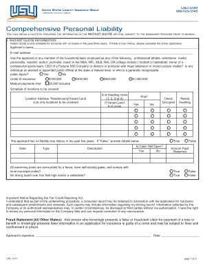 Fillable Online Comprehensive Personal Liability - commundcom Fax Email ...