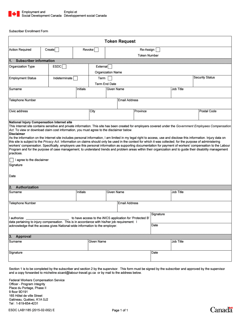 Fillable Online servicecanada gc Subscriber Enrollment Form ...