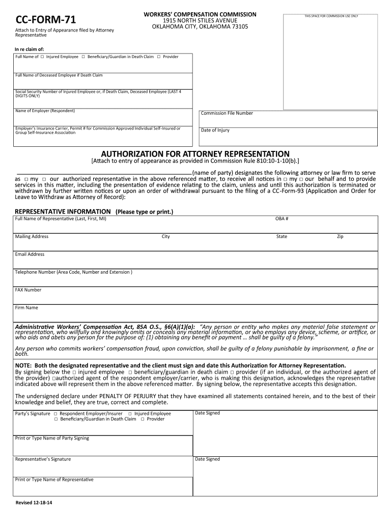 Fillable Online AUTHORIZATION FOR ATTORNEY REPRESENTATION Fax Email ...