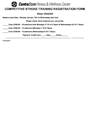 Fillable Online COMPETITIVE STROKE TRAINING REGISTRATION FORM Fax Email ...