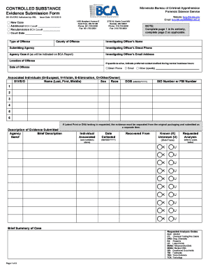Fillable Online dps mn Controlled Substance Evidence Submission Form ...