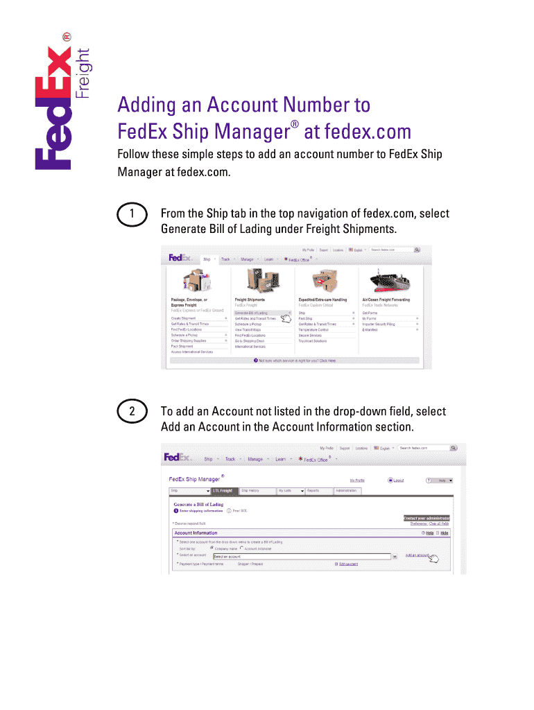 Fillable Online Adding an Account Number to FedEx Ship Manager at fedex ... Fax Email Print ...